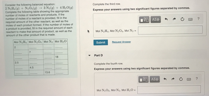 Solved Complete the first row. Express your answers using | Chegg.com