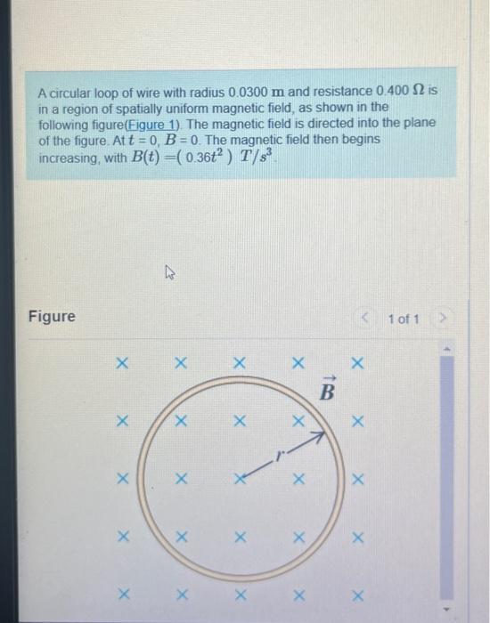 Solved A circular loop of wire with radius 0.0300 m and | Chegg.com