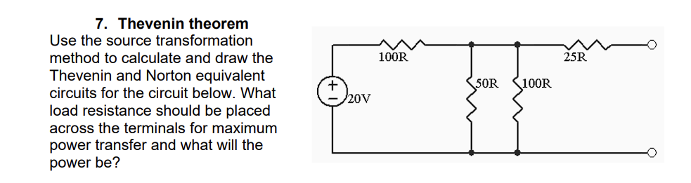 Solved Thevenin theoremUse the source transformationmethod | Chegg.com