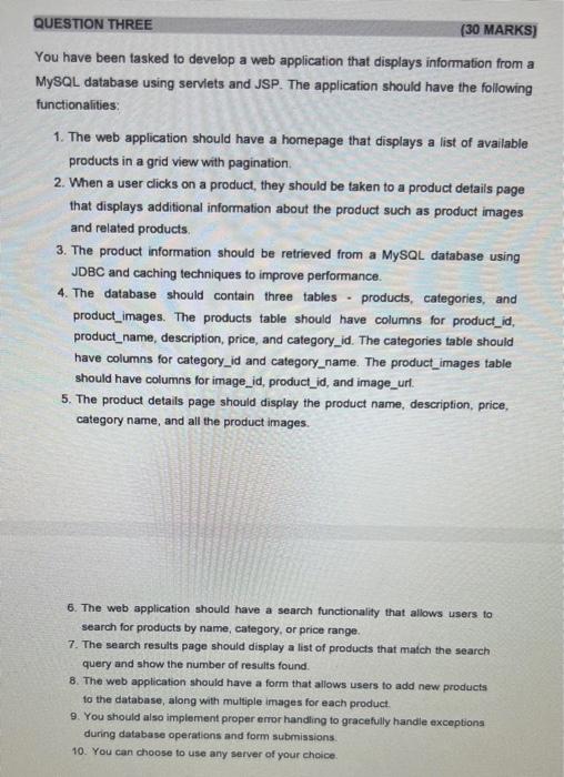 Solved QUESTION THREE (30 MARKS) You have been tasked to | Chegg.com