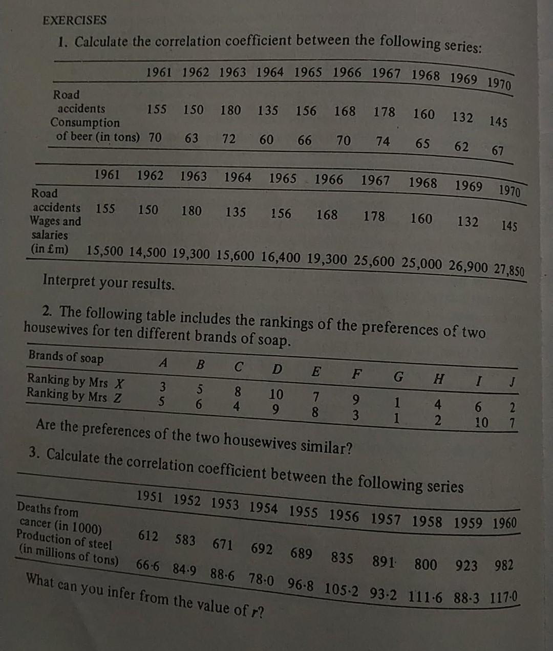 Solved Exercises 1 Calculate The Correlation Coefficient