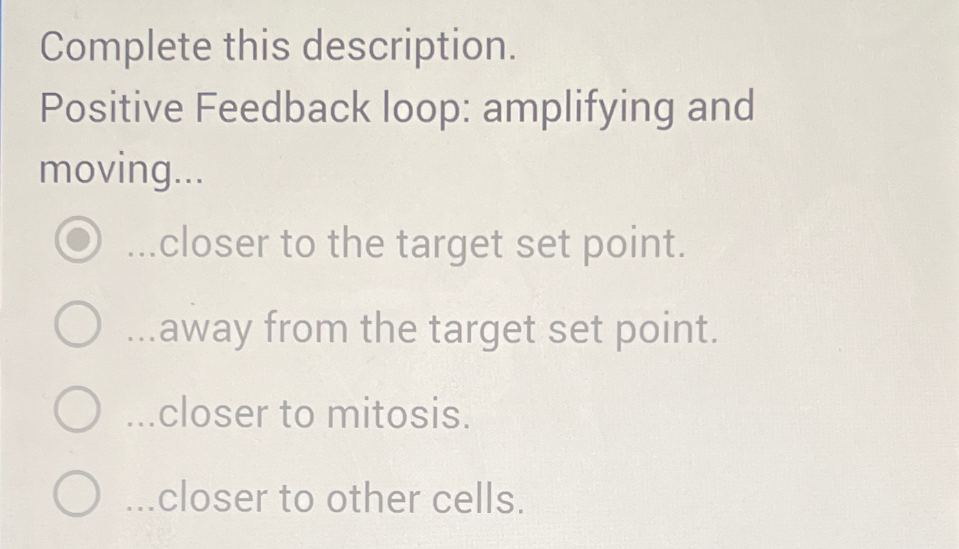 Solved Complete this description.Positive Feedback loop: | Chegg.com
