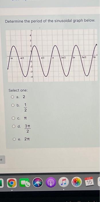 Solved Determine the period of the sinusoidal graph below. | Chegg.com