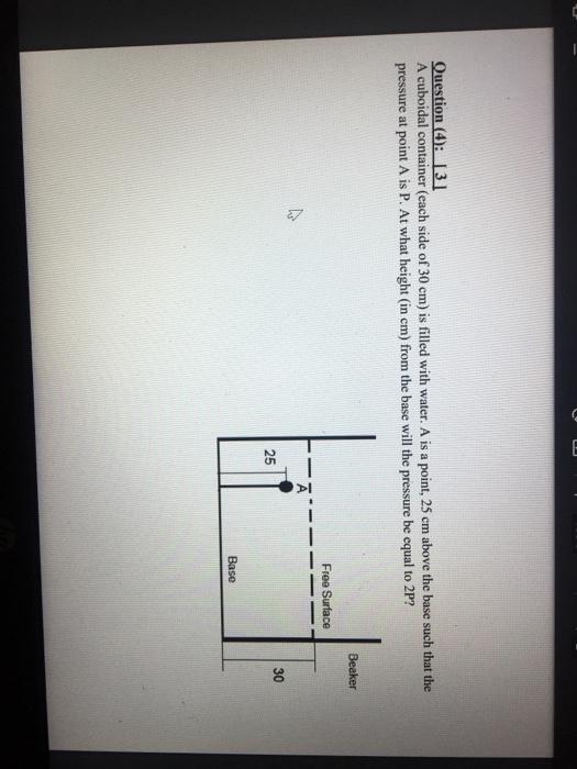 Solved Question (4): 131 A cuboidal container (each side of | Chegg.com