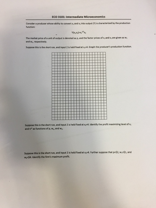 Solved ECO 3101: Intermediate Microeconomics and into output | Chegg.com