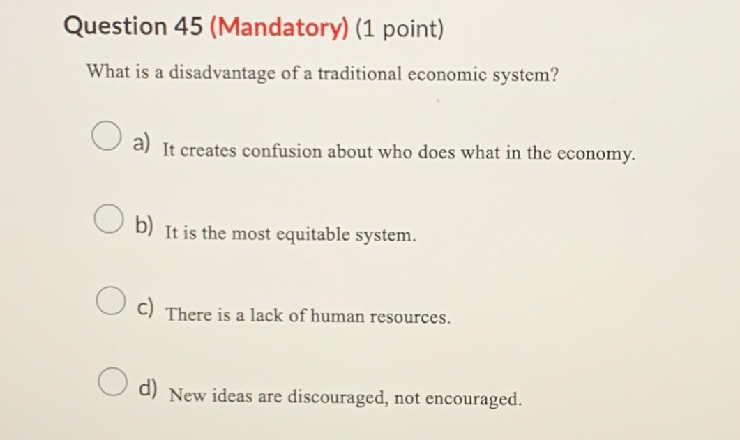 Solved Question 45 (Mandatory) (1 ﻿point)What is a | Chegg.com
