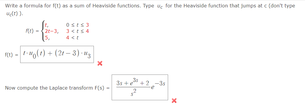 Solved Write a formula for f(t) ﻿as a sum of Heaviside | Chegg.com