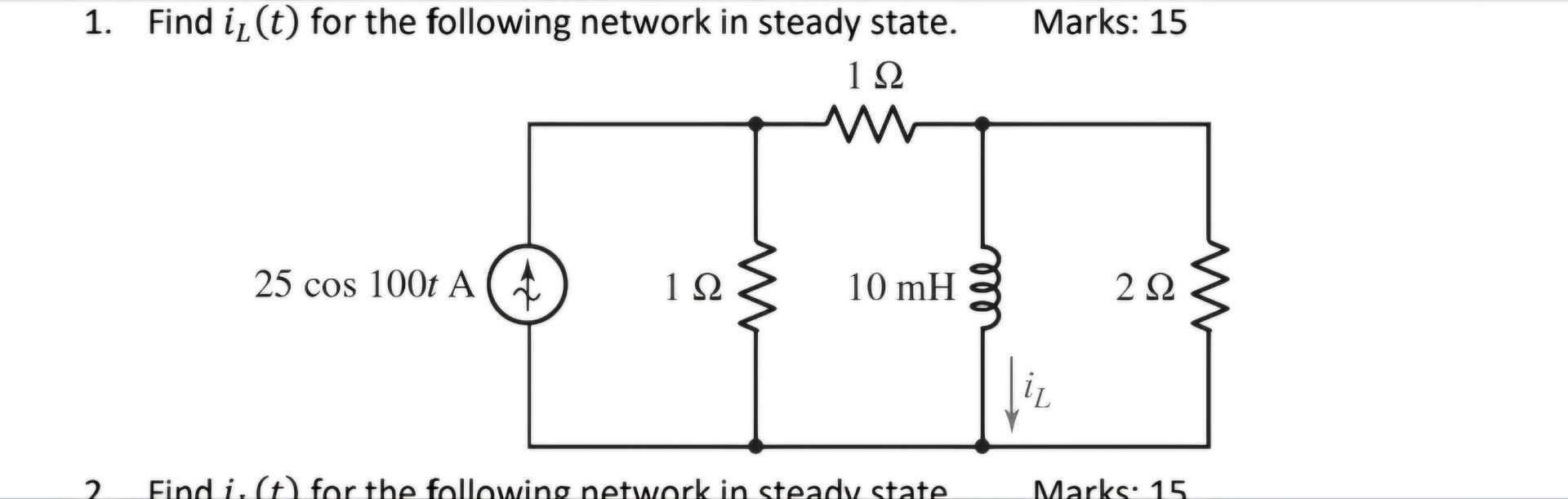 Solved Find iL(t) ﻿for the following network in steady | Chegg.com