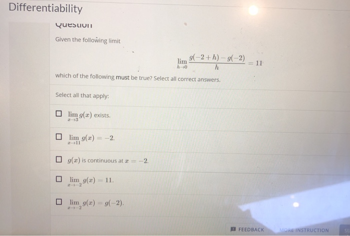Solved Differentiability Question Given the following limit | Chegg.com