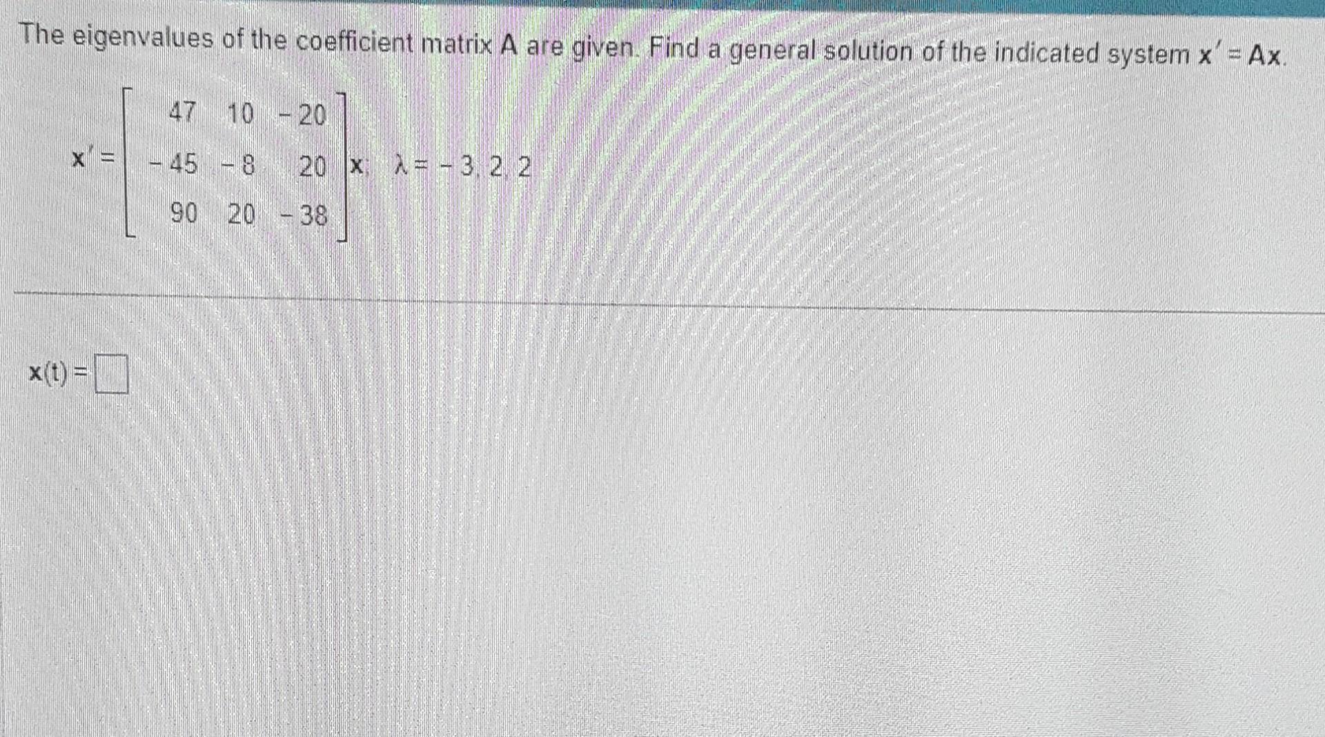 Solved The eigenvalues of the coefficient matrix A are | Chegg.com