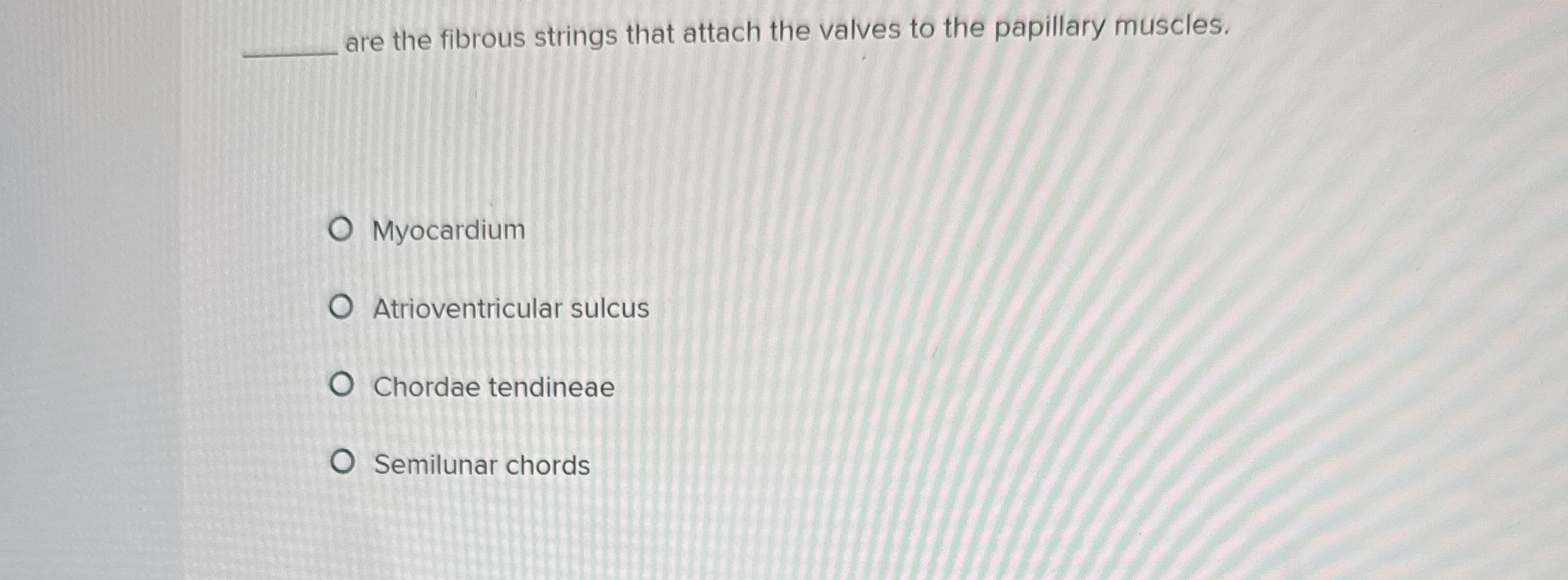 Solved ﻿are the fibrous strings that attach the valves to | Chegg.com