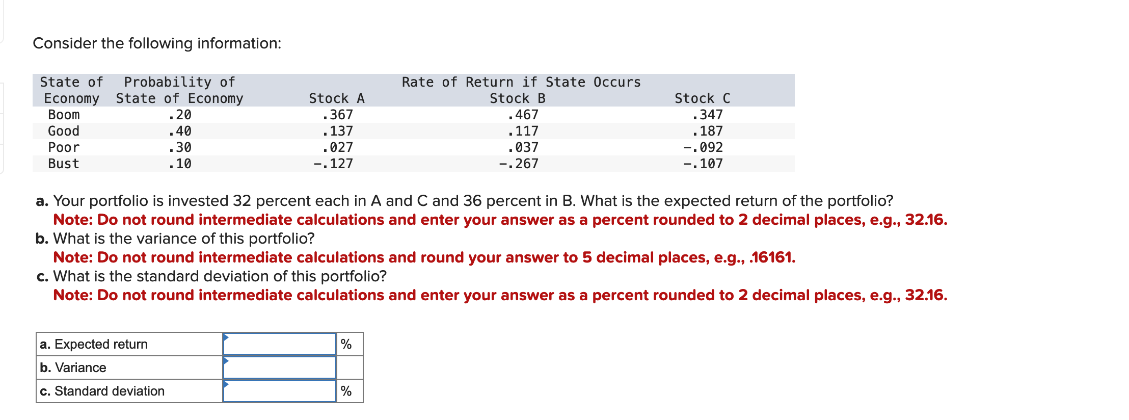 Solved Consider the following information:a. ﻿Your portfolio | Chegg.com