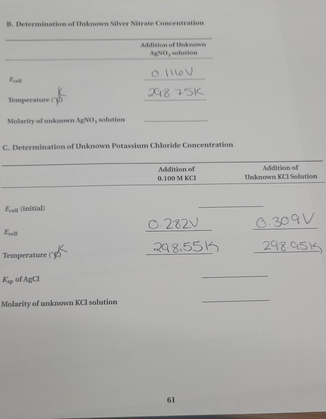 Solved B. Determination of Unknown Silver Nitrate | Chegg.com