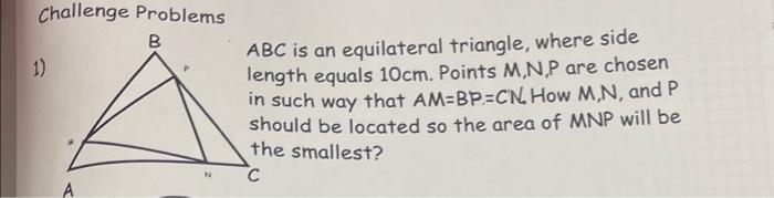 Solved Challenge Problems 1) BC is an equilateral triangle, | Chegg.com