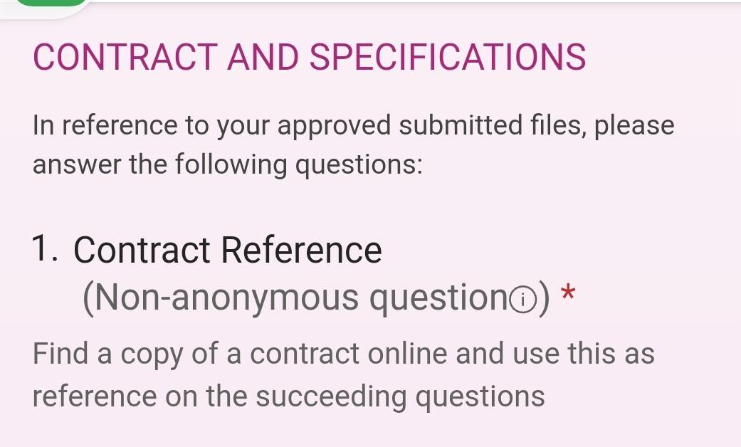 Solved CONTRACT AND SPECIFICATIONS In reference to your | Chegg.com