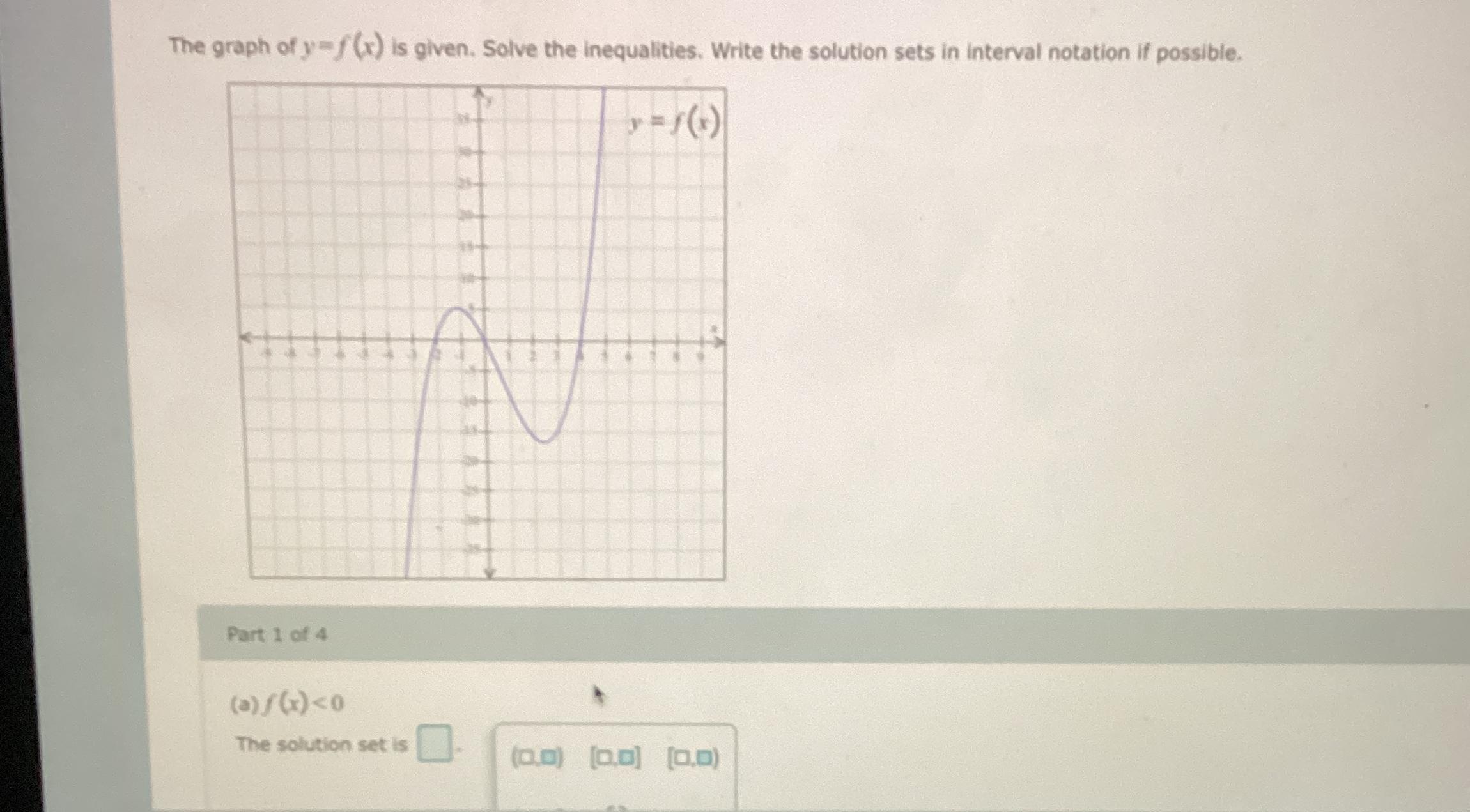 Solved The graph of y=f(x) ﻿is given. Solve the | Chegg.com