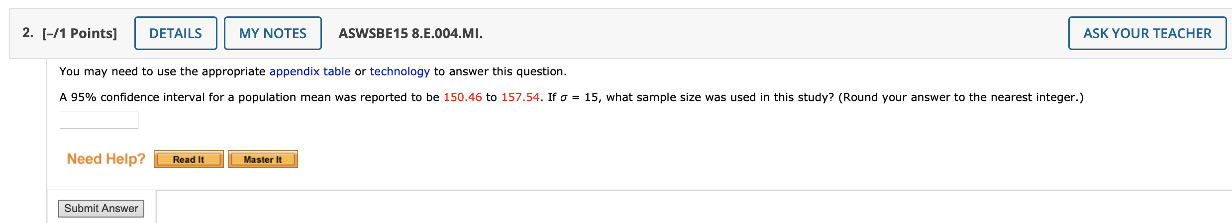 Solved 2. [-/1 ﻿Points]ASWSBE15 8.E.004.MI.You may need to | Chegg.com