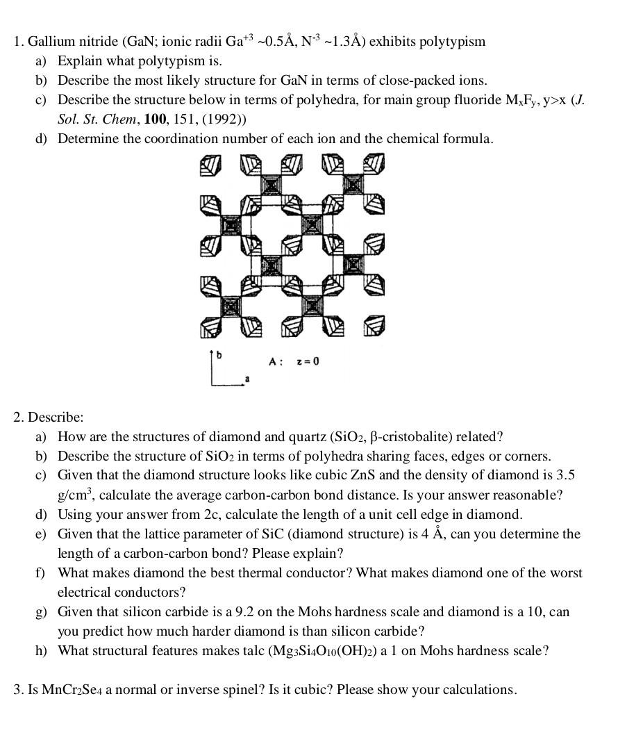 Solved 1. Gallium nitride ( GaN; ionic radii | Chegg.com