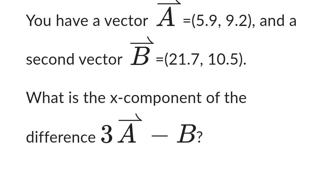 Solved You have a vector Aˉ=(5.9,9.2), and a second vector | Chegg.com