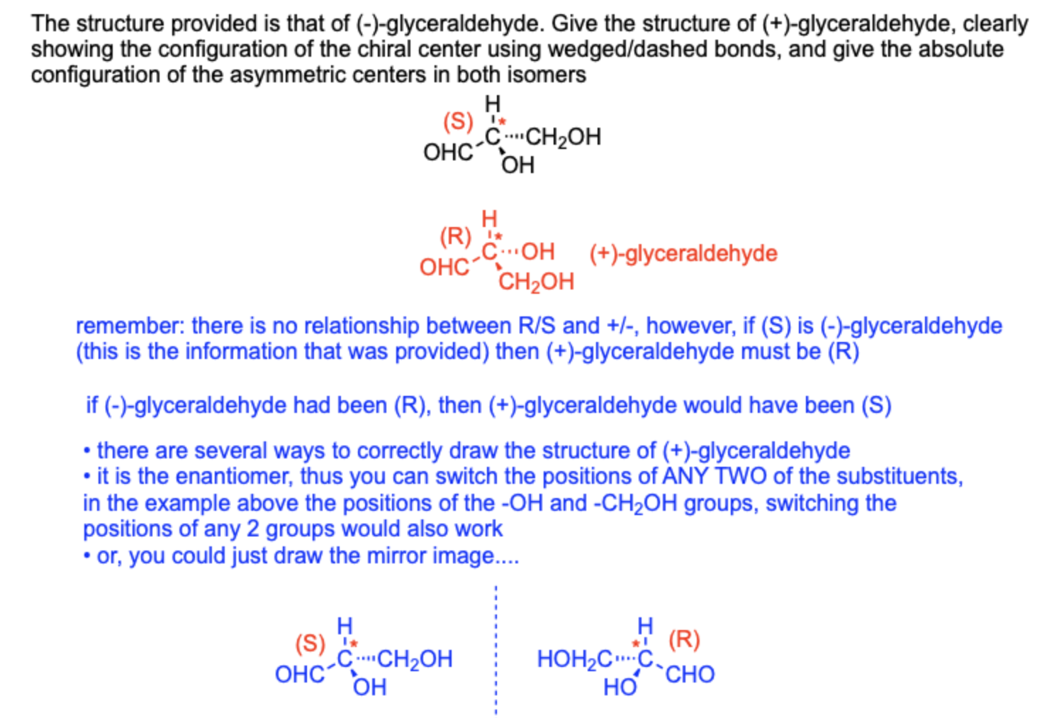 Solved someone please explain why and how (-)-glyceraldehyde | Chegg.com