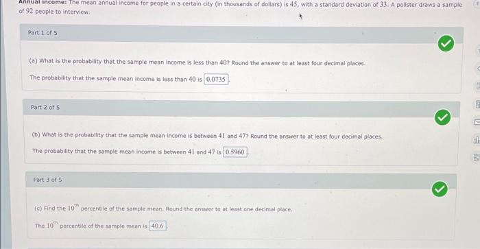 Solved Annual income: The mean annual income for people in a | Chegg.com