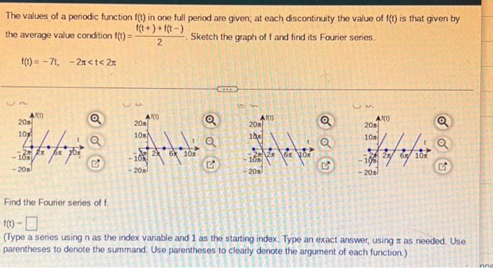 Solved The values of a periodic function f(t) in one full | Chegg.com