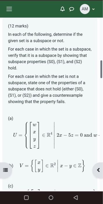 Solved (12 marks) In each of the following, determine if the | Chegg.com