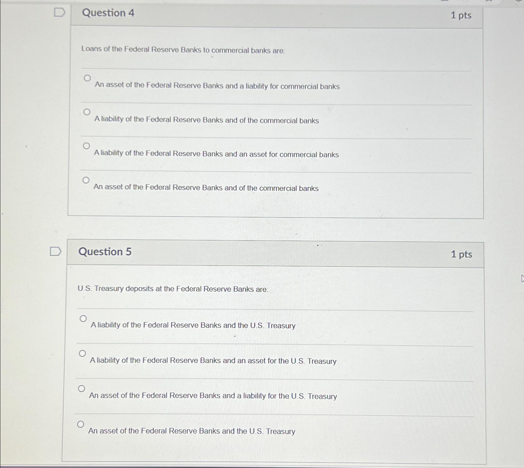 Solved Question 41 ﻿ptsLoans of the Federal Reserve Banks to | Chegg.com