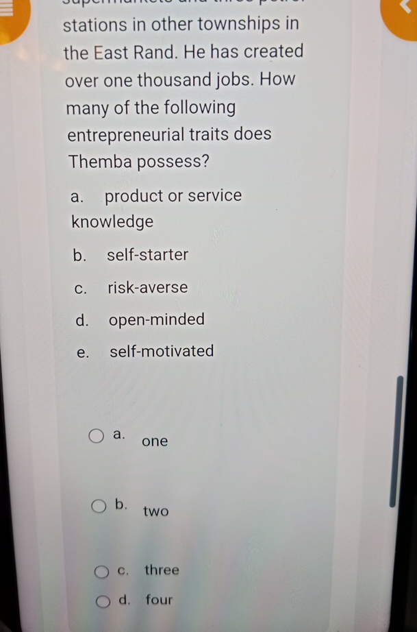 Solved stations in other townships in the East Rand. He has | Chegg.com