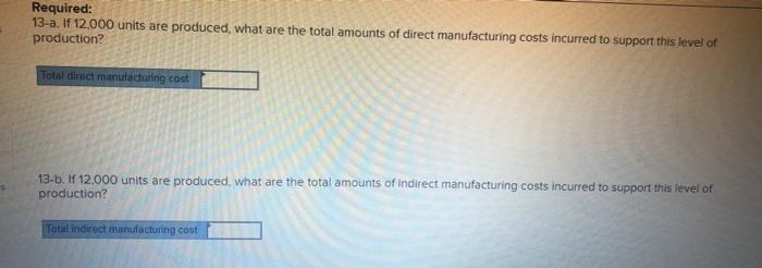 Solved Required: 13-a. If 12,000 units are produced, what | Chegg.com