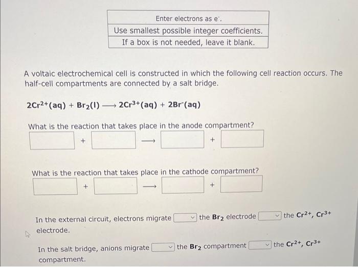 Solved A voltaic electrochemical cell is constructed in | Chegg.com