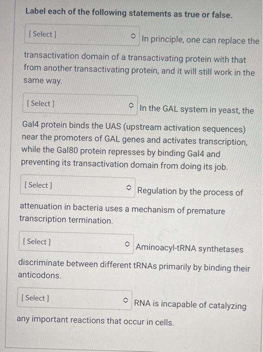 Solved Label each of the following statements as true or | Chegg.com