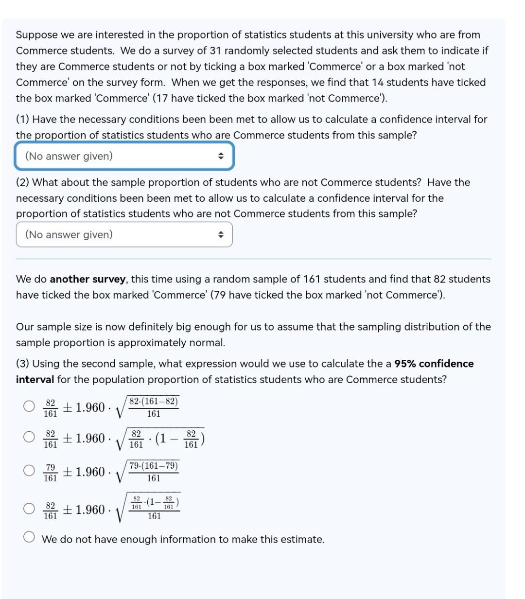Solved (2) What about the sample proportion of students who | Chegg.com