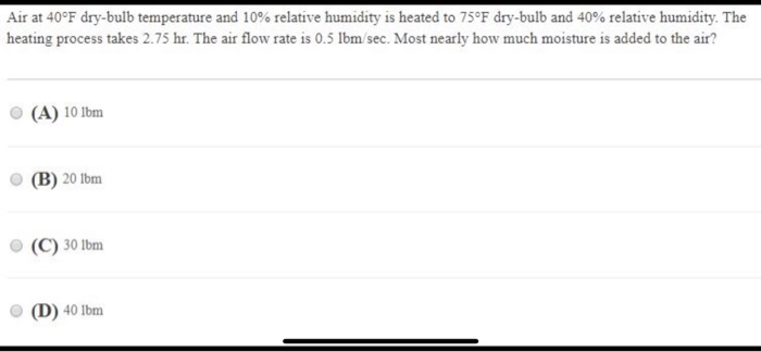Solved Air at 40°F dry-bulb temperature and 10% relative | Chegg.com