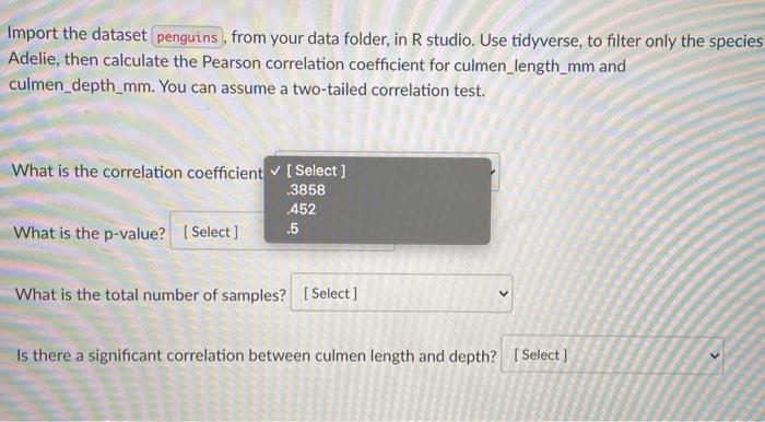 Import the dataset penguins, from your data folder, | Chegg.com