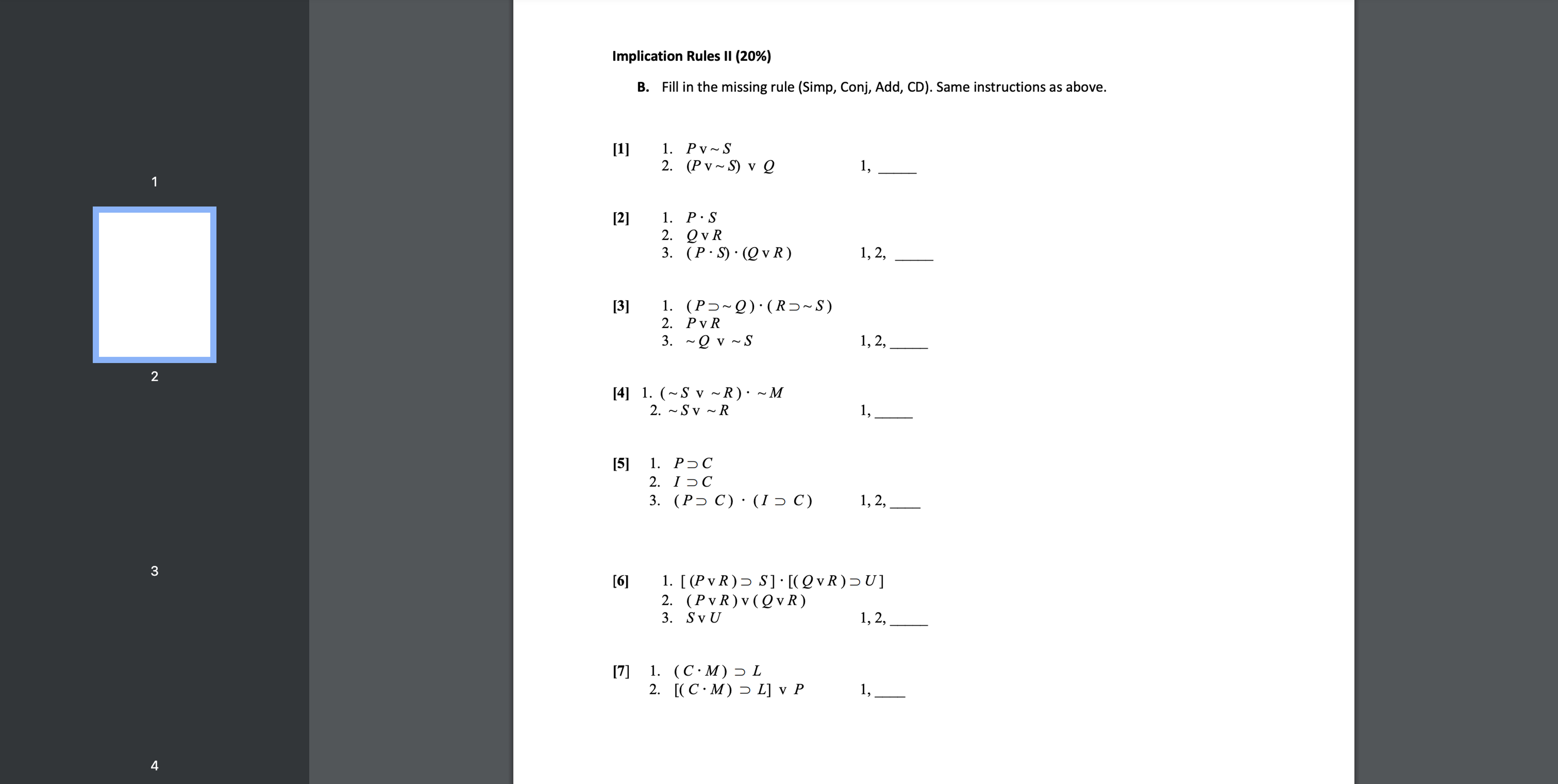 Implication Rules II B. ﻿Fill in the missing rule | Chegg.com
