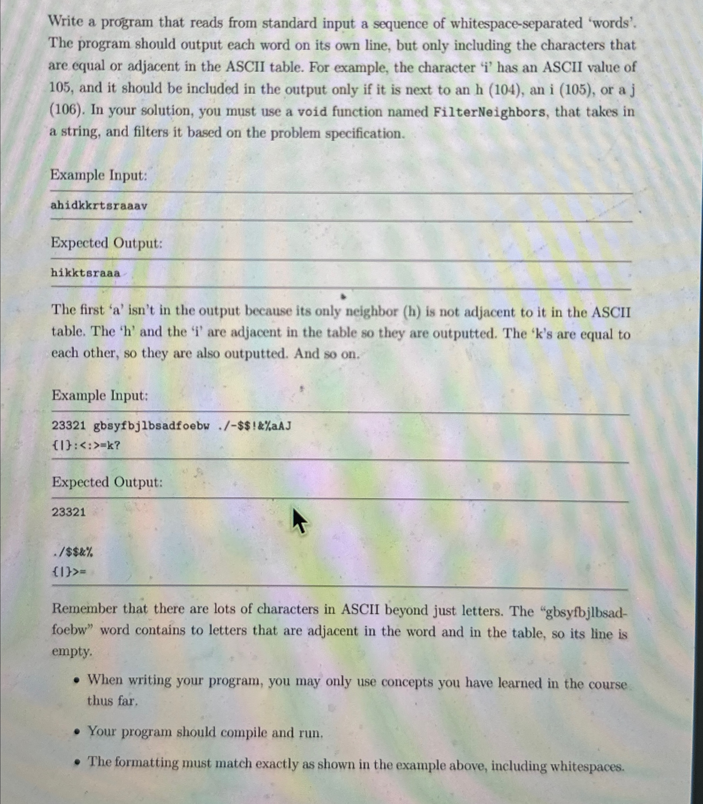 Write a program that reads from standard input a | Chegg.com