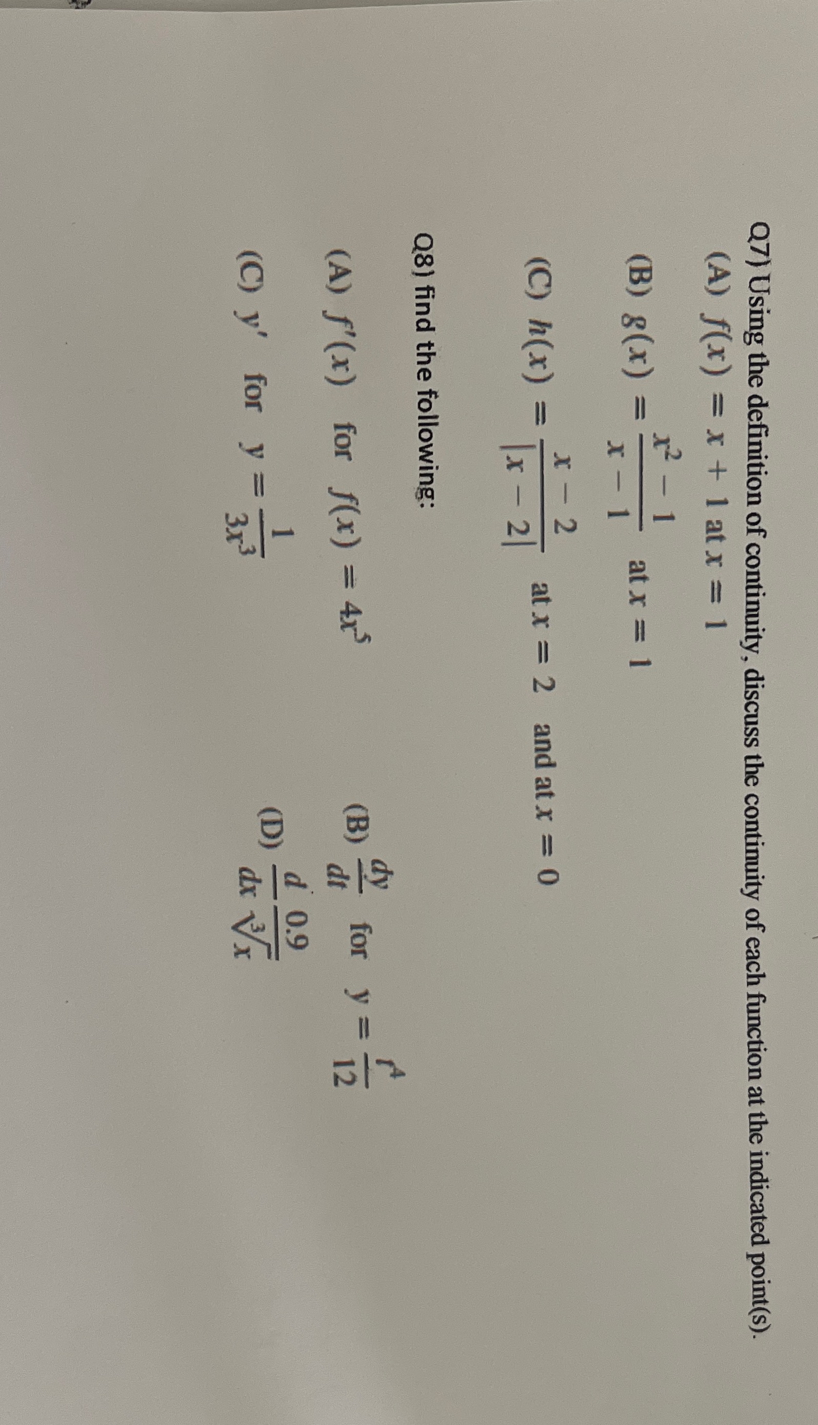 Solved Q7) ﻿Using the definition of continuity, discuss the | Chegg.com
