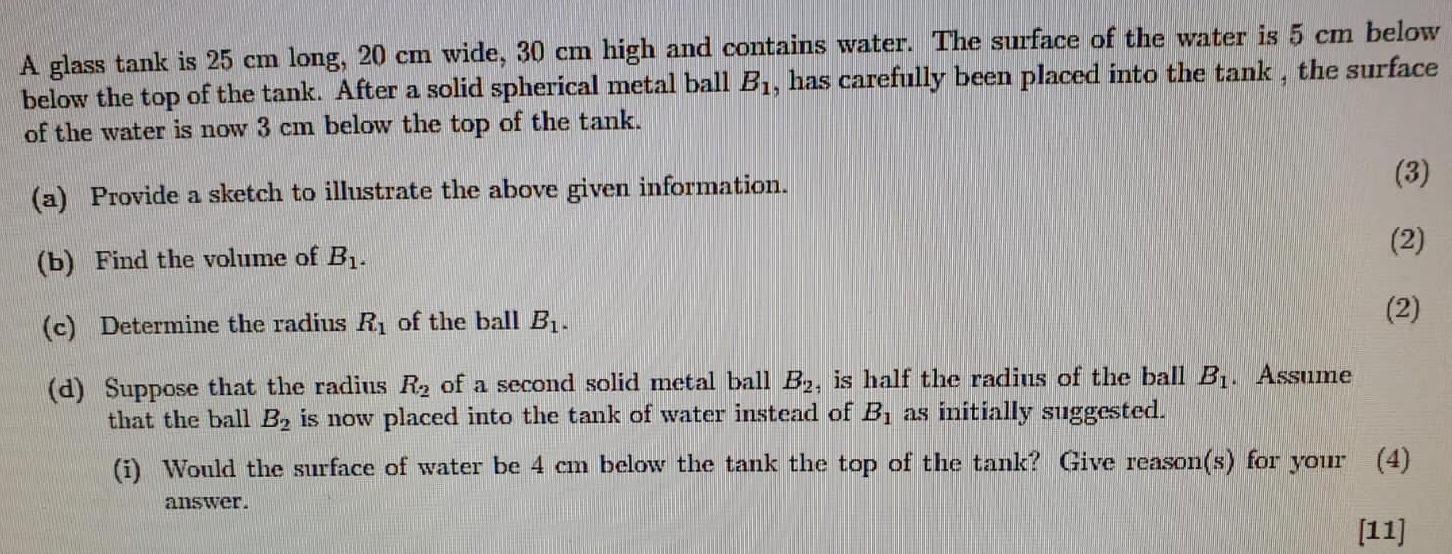 A glass tank is 25 cm long, 20 cm wide, 30 cm high | Chegg.com