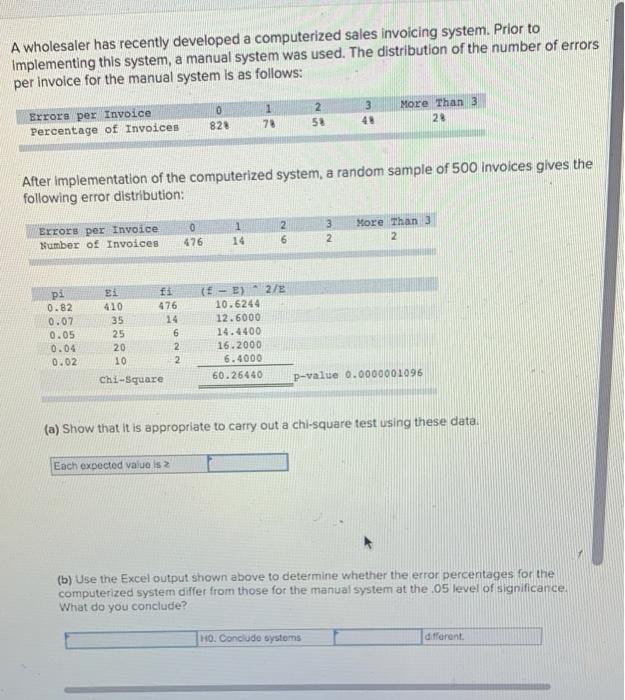 Solved A wholesaler has recently developed a computerized | Chegg.com