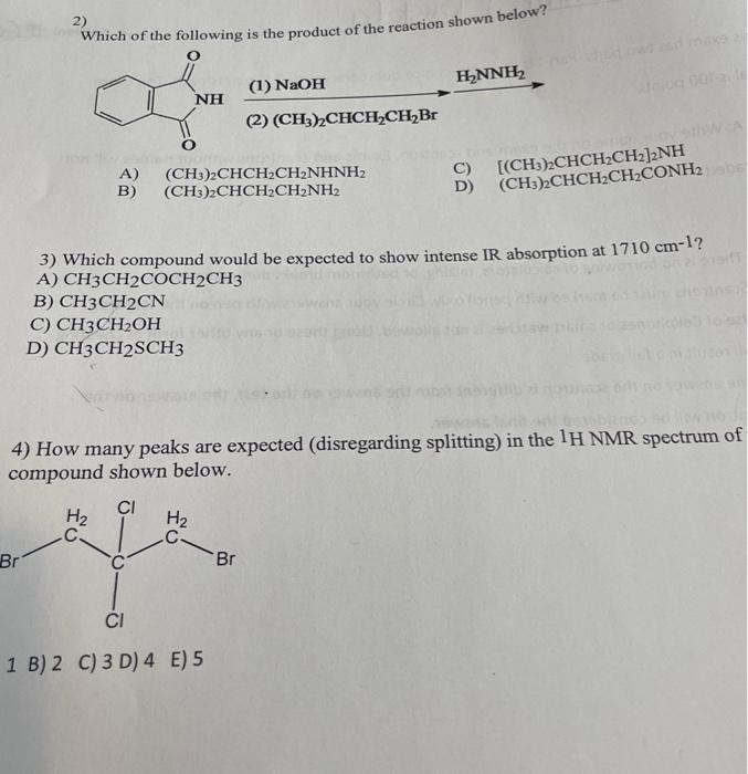 Solved 2) Which of the following is the product of the | Chegg.com