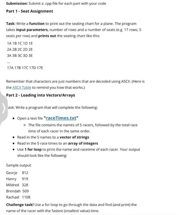 Solved Submission: Submit a .cpp file for each part with | Chegg.com