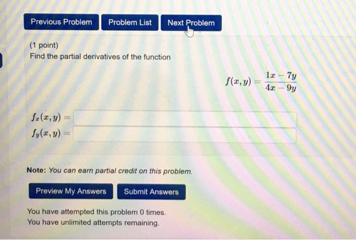 Solved Previous Problem Problem List Next Problem (1 point) | Chegg.com