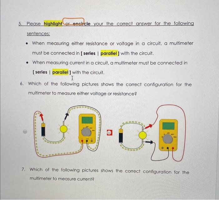 Solved 5. Please highlight or ancircle your the correct | Chegg.com