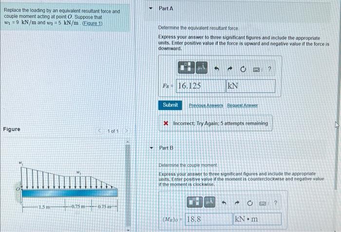 Solved Replace the loading by an equivalent resultant force | Chegg.com
