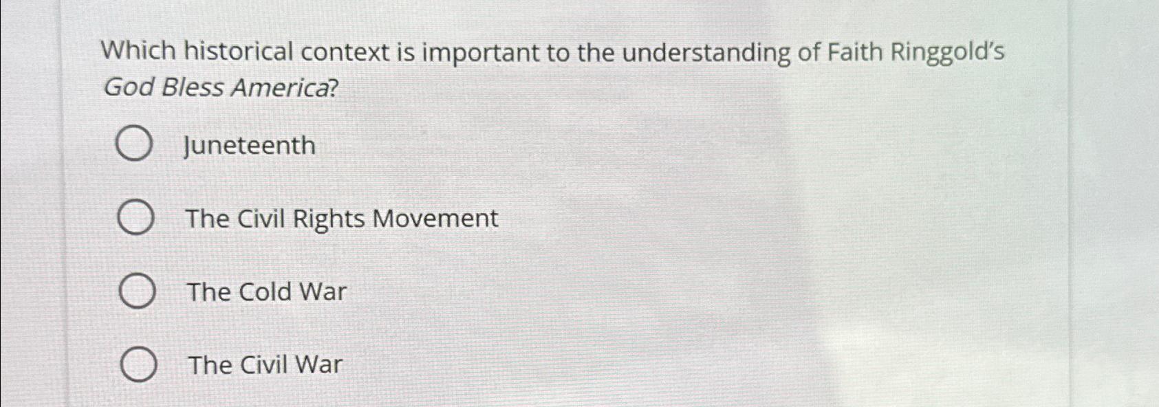 Solved Which historical context is important to the | Chegg.com