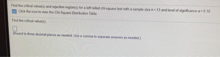 Solved find the critical values and rejection region for a | Chegg.com