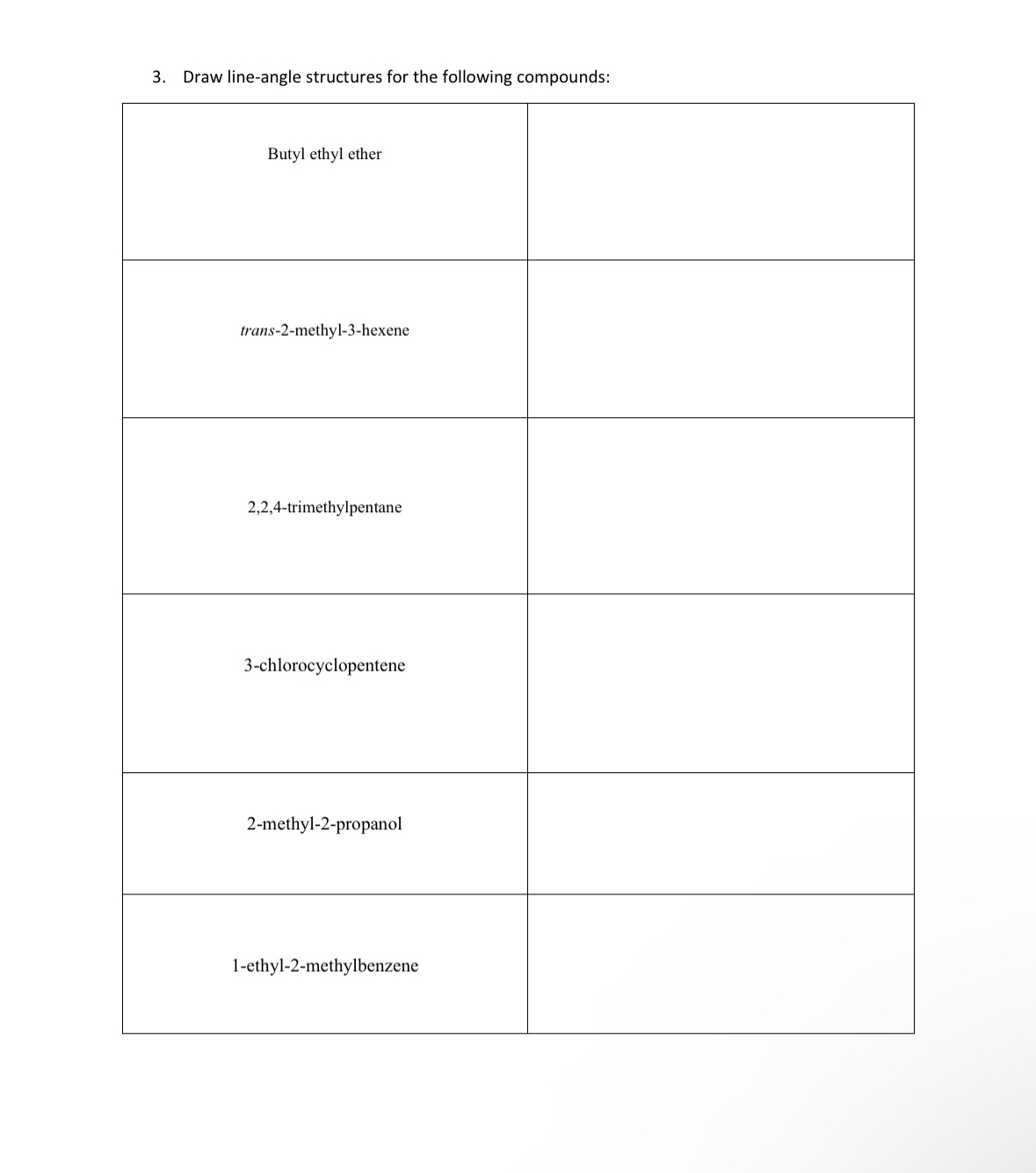 Draw line-angle structures for the following | Chegg.com