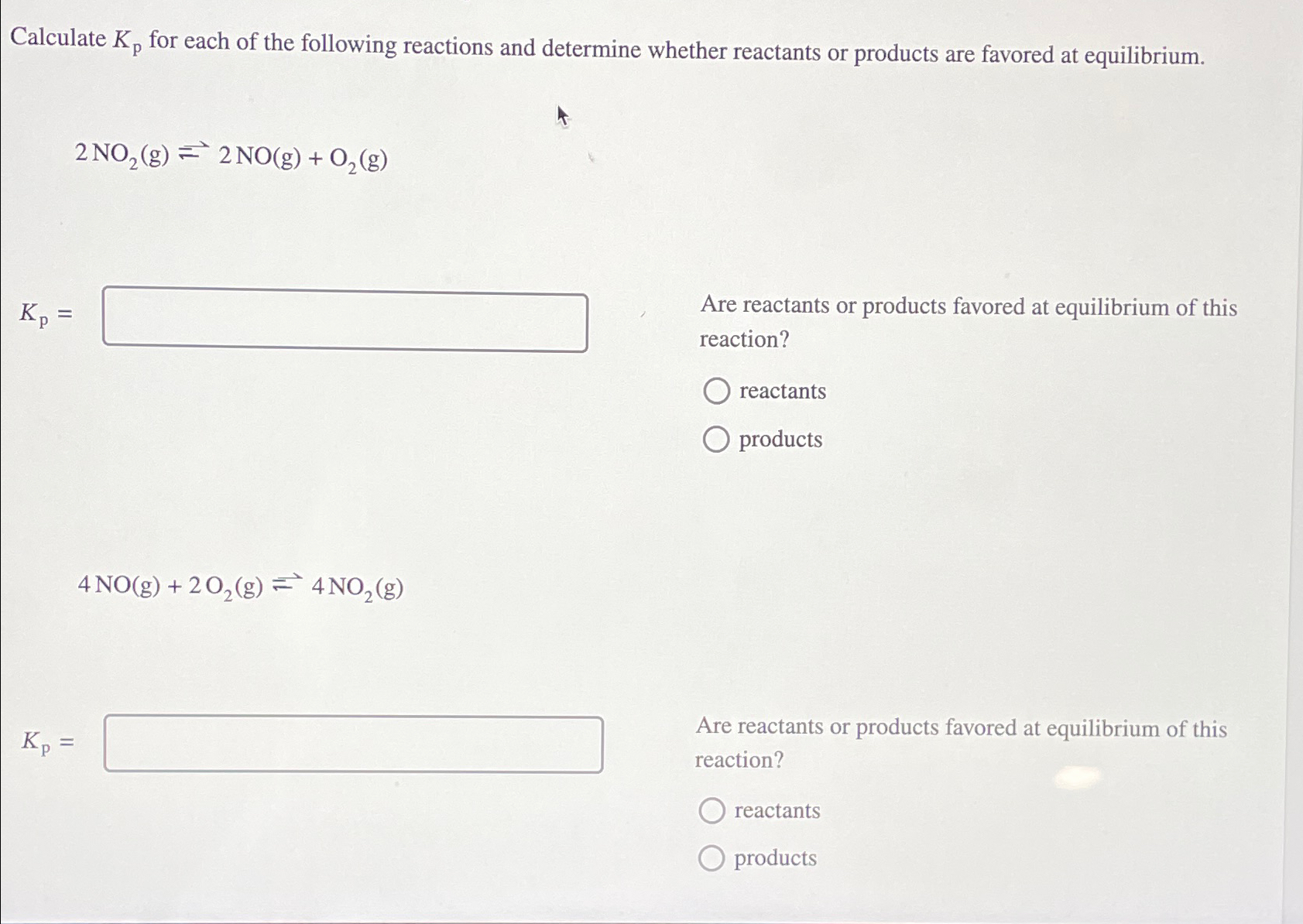 Calculate K_(p) for each of the following reactions | Chegg.com