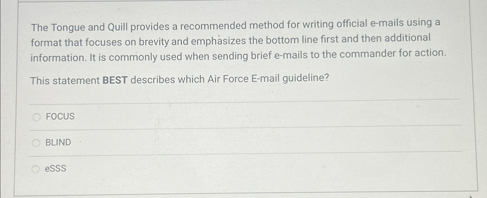 Solved The Tongue and Quill provides a recommended method | Chegg.com